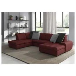 Sit & More Wohnlandschaft SIT & MORE "Luxor U-Form", rot (bordeaux), B:329cm H:82cm T:224cm, Luxus-Microfaser ALTARA NUBUCK (100% Polyester);Soft clean (98% Polyester, 2% Polyamid);Struktur fein (100% Polyester), Sofas, Wohnlandschaft, wahlweise mit Bettfunktion, Bettkasten und Kopfteilverstellung