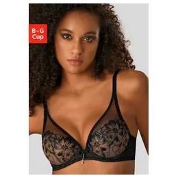 B&uuml;gel-BH JETTE, Damen, Gr. 75, Cup B, schwarz (schwarz, caramel), Microtouch, Obermaterial: 81% Polyamid, 16% Polyester, 3% Elasthan, BHs B&uuml;gel-BH, in einzigartigem Blumen-Design, sexy Dessous