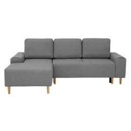 Ecksofa Home Affaire "Samu L-Form", grau (mittelgrau), B:235cm H:93cm T:160cm, Microfaser PRIMABELLE (100% Polyester);Samtoptik (100% Polyester);Struktur fein (100% Polyester), Sofas, Ecksofa, wahlweise mit Bettfunktion und Bettkasten