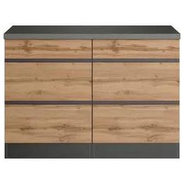Unterschrank KOCHSTATION "KS-Riesa", braun (wotaneiche), B:120cm H:86cm T:60cm, Holzwerkstoff, Schr&auml;nke, Unterschrank, Breite 120 cm, MDF-Fronten
