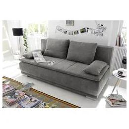 Schlafsofa ED EXCITING DESIGN "Luigi", grau (uran 09 stone), B:211cm H:93cm T:103cm, 95% Polyester, 5% Nylon, Sofas, Schlafsofa, mit Bettkasten & 2 Armlehnenkissen