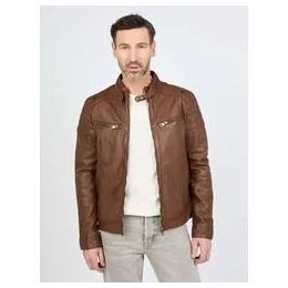 Lederjacke JCC "51280", Herren, Gr. 52, braun (caramel), Oberstoff: 100% Lammleder; Futter: 100% Polyester, mit Knopf, Jacken