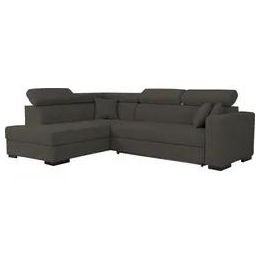 Ecksofa Home Affaire "Tulio L-Form", grau (anthrazit), B:267cm H:95cm T:198cm, Struktur fein (100% Polyester);Struktur (100% Polyester);Samtstruktur (100% Polyester), Sofas, Ecksofa, wahlweise mit Bettfunktion und Bettkasten, incl. 3 Zierkissen