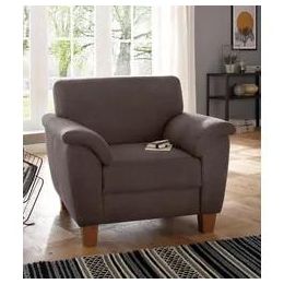 Sessel Home Affaire "Alta", braun (dunkelbraun), B:101cm H:87cm T:88cm, Struktur ( 100% Polyester);Struktur fein ( 100% Polyester);Luxus-Microfaser (100% Polyester), Sessel, Sessel, mit Federkern und Kontrastnaht, F&uuml;&szlig;e Buche eichefarben