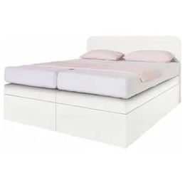 Boxspringbett, wei&szlig;, B:195cm L:212cm, Box und Kopfteil: Microvelours (100% Polyester) oder Kunstleder (Polyurethan);Bezug der Obermatratze: 100% Polyester, Westfalia Schlafkomfort, Komplettbetten, Boxspringbett, wahlweise mit Bettkasten