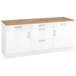 Unterschrank KOCHSTATION "KS-Tinnum", wei&szlig;, B:180cm H:85cm T:60cm, Holzwerkstoff, Schr&auml;nke, Unterschrank, 180 cm breit, Metallgriffe, MDF Fronten, 3 Schubk&auml;sten, 2 Ausz&uuml;ge