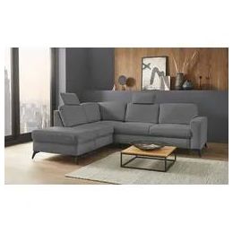 Ecksofa Home Affaire "Lolland L-Form", grau (steel), B:249cm H:88cm T:212cm, Struktur impr&auml;gniert - feucht abwischbar (100% Polyester);Struktur Flausch (90% Polyester, 10% Polyamid);Luxus-Microfaser ALTARA NUBUCK (100% Polyester), Sofas, Ecksofa, Wahlweise mit Bettfunktion und Stauraum, auch mit abwischbarem Bezug