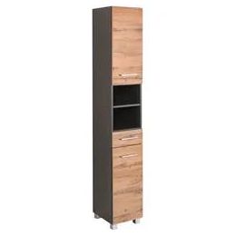 Seitenschrank Welltime "Avignon", braun (eiche, graphit), B:30cm H:180cm T:35cm, Schr&auml;nke, Seitenschrank, stehende und h&auml;ngende Montage m&ouml;glich
