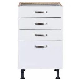 Unterschrank KOCHSTATION "KS-Cara", wei&szlig; (wei&szlig;, wei&szlig;), B:50cm H:87cm T:58,4cm, Schr&auml;nke, Unterschrank, Breite 50 cm, mit Vollausz&uuml;gen und Soft-Close-Funktion