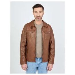 Bikerjacke JCC "3102074", Herren, Gr. 5XL, braun (cognac), Obermaterial: 100% Lammleder; Futter: 100% Baumwolle; &Auml;rmelfutter: 100% Polyester, mit Knopf, Jacken