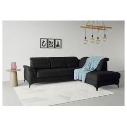 Sit & More Ecksofa SIT & MORE "Sinatra L-Form", schwarz, B:251cm H:85cm T:220cm, 98% Polyester, 2% Polyamid, Sofas, Ecksofa, mit Ottomane, optional mit Kopfteilverstellung und Armteilfunktion