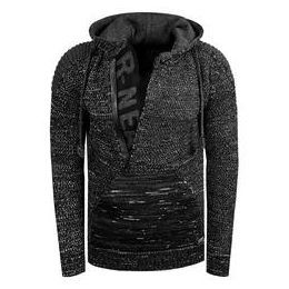 Kapuzensweatshirt Rusty Neal "Knitwear", Herren, Gr. M, schwarz, 70% Polyacryl, 30% Baumwolle, unifarben, normal, ohne Ausschnitt, Sweatshirts, mit praktischem Rei&szlig;verschluss