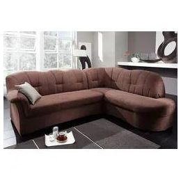 Ecksofa DOMO collection "Papenburg, zeitlose R&uuml;ckensteppung, elegante Armlehne, L-Form", braun (schoko), B:241cm H:84cm T:178cm, Kunstleder SOFTLUX;Luxus-Microfaser (100% Polyester);Struktur ( 90% Polyester, 10% Polyacryl);Microfaser PRIMABELLE (100% Polyester), Sofas, Ecksofa, mit Ottomane, wahlweise mit Bettfunktion