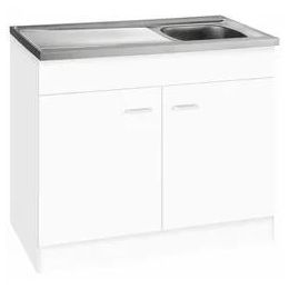 Sp&uuml;lenschrank KOCHSTATION "KS-Elster", wei&szlig;, B:100cm H:85cm T:60cm, Holzwerkstoff, Schr&auml;nke, Sp&uuml;lenschrank, Breite 100 cm