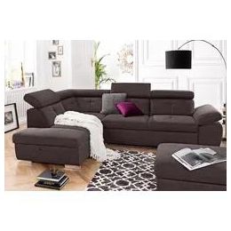 Ecksofa exxpo - SOFA FASHION "Spring, super bequem und komfortabel mit Armteil- und Kopfteilfunktion", braun (mocca), B:274cm H:81cm T:206cm, NaturLEDER (echtes Rindsleder) in Sitz und R&uuml;cken. Korpus in passendem Kunstleder SOFTLUX bezogen;Luxus-Microfaser (100% Polyester);Struktur ( 100% Polyester), Sofas, Ecksofa, wahlweise mit Bettfunktion und Bettkasten, L-Form