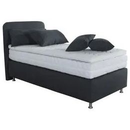 Boxspringbett, grau (dunkelgrau), B:100cm L:212cm, Bezug Kaltschaum-Topper: mit Klimafaser versteppt, 100% Polyester;Bezug untere Box und Kopfteil: wahlweise hochwertiger Microvelour (100% Polyester), feiner Strukturstoff (100% Polyester) oder Kunstleder;Bezug Obermatratze: 100% Polyester, Bezug abnehm- und waschbar bis 60C, Westfalia Schlafkomfort, Komplettbetten, Boxspringbett, inkl. Kaltschaum-