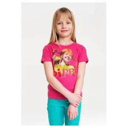 T-Shirt logoshirt "Pippi Langstrumpf & Herr Nilsson", M&auml;dchen, Gr. 158/164, pink, 100% Baumwolle, bedruckt, normal, Rundhals, Shirts T-Shirt, mit Langstrumpf-Frontdruck