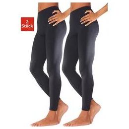 Leggings Vivance ACTIVE, Damen, Gr. 44/46, N-Gr, schwarz, Single Jersey, Obermaterial: 95% Baumwolle, 5% Elasthan, unifarben, Basic, Basic lang, Hosen Leggings, mit Gummibund, Loungewear