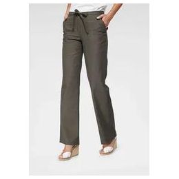 Leinenhose Aniston CASUAL, Damen, Gr. 48, N-Gr, braun (schlamm), Web, Obermaterial: 55% Leinen, 45% Viskose, Leinenoptik, unifarben, Basic, figurumspielend lang, Hosen, mit Bindeband, Topseller