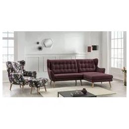 Ecksofa Home Affaire "Louanne, L-Form", rot (merlot), B:250cm H:107cm T:173cm, Sofas, Ecksofa, mit Holzf&uuml;&szlig;en