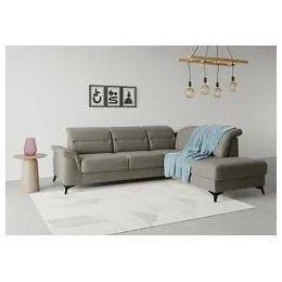 Sit & More Ecksofa SIT & MORE "Sinatra L-Form", braun (schlamm), B:251cm H:85cm T:220cm, 100% Polyester, Sofas, Ecksofa, mit Ottomane, optional mit Kopfteilverstellung und Armteilfunktion