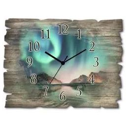 Wanduhr Artland "Auroraborialis - N&ouml;rdliches Polarlicht", blau, B:40cm H:30cm T:0,6cm, Wanduhren, Wanduhr, wahlweise mit Quarz- oder Funkuhrwerk, lautlos ohne Tickger&auml;usche