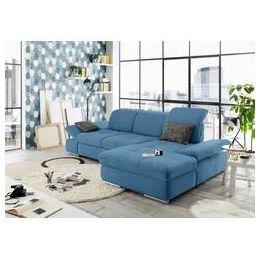 Ecksofa "SO4100 V", blau (hellblau), B:284cm H:80cm T:190cm, SET ONE BY Musterring, Sofas, Ecksofa, mit verstellbaren Kopfteilen, wahlweise mit Funktionen, Cord-Bezug