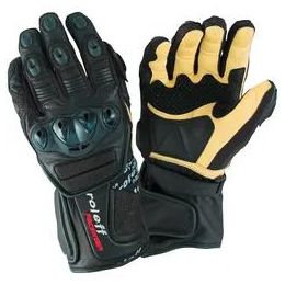 Roleff Racewear Motorradhandschuhe ROLEFF "RO 69" Gr. M, schwarz (schwarz, beige), Handschuhe, M, Obermaterial: 90% Rindsleder, 10% Polyester. Innenfutter: 100% Polyester, winddicht
