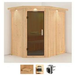 Sauna Karibu "Swantje", beige (naturbelassen), Saunaofen, integrierte Steuerung, 3,6 kW, Saunen, Ofen 3,6 kW intgr. Strg
