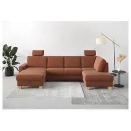 Wohnlandschaft Home Affaire "Summer U-Form", rosa (kupfer), B:314cm H:91cm T:170cm, 95% Polyester, 5% Polyamid, Sofas, Wohnlandschaft, mit oder ohne Bettfunktion und Bettkasten, Cord-Bezug