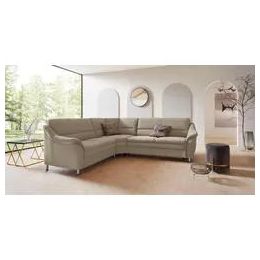 Ecksofa Home Affaire "Cardoso L-Form", beige, B:260cm H:90cm T:230cm, Luxus-Microfaser ALTARA NUBUCK (100% Polyester);Luxus-Microfaser weich (90% Polyester, 10% Polyamid);Struktur (52%Polyester, 35% Acryl, 13%Cotton);Luxus-Microfaser Lederoptik (100% Polyester), Sofas, Ecksofa, mit Trapezecke f&uuml;r mehr Sitzkomfort, wahlweise auch mit Bettfunktion