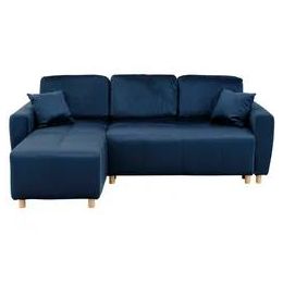 Ecksofa Home Affaire "Scania L-Form", blau, B:220cm H:86cm T:160cm, Microfaer (100% Polyester);Struktur fein (100% Polyester);Samtoptik (100% Polyester), Sofas, Ecksofa, wahlweise mit Bettfunktion und Bettkasten