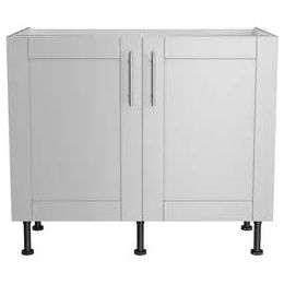 Sp&uuml;lenschrank KOCHSTATION "KS-Ahus", grau (hellgrau matt, hellgrau), B:100cm H:87cm T:58,4cm, Schr&auml;nke, Sp&uuml;lenschrank, Breite 100 cm