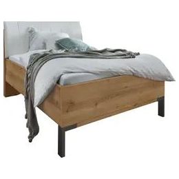 Futonbett Wiemann "Monaco, Bettgestell, Bettrahmen, komfortables Polsterkopfteil", braun (bianco, eiche, wei&szlig;), B:109cm L:218cm, Betten, Futonbett, Polsterkopfteil aus Kunstleder, verschiedene Gr&ouml;&szlig;en, in Komforth&ouml;he