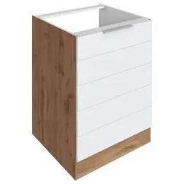 Sp&uuml;lenschrank KOCHSTATION "KS-Luhe", wei&szlig; (wei&szlig; matt, wotaneiche), B:60cm H:82cm T:60cm, MDF, Schr&auml;nke, Sp&uuml;lenschrank, 60 cm breit