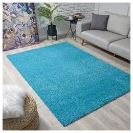 Hochflor-Teppich Sanat "LOCA" Gr. 1, blau (aquablau), B:60cm H:30mm L:110cm, Kunstfaser, Teppiche, Wohnzimmer, Langflor, Shaggy, Schlafzimmer