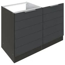 Sp&uuml;lenschrank KOCHSTATION "KS-Luhe", grau (grau matt, grafit), B:120cm H:82cm T:60cm, MDF, Schr&auml;nke, Sp&uuml;lenschrank, 120 cm breit, hochwertige MDF-Fronten mit waagerechter Lisene