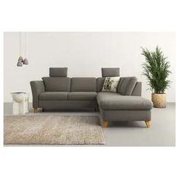 Ecksofa Home Affaire "Trelleborg L-Form", braun (schlamm), B:252cm H:86cm T:213cm, 100% Polyester, Sofas, Ecksofa, Federkern-Polsterung, wahlweise mit Bettfunktion und Stauraum