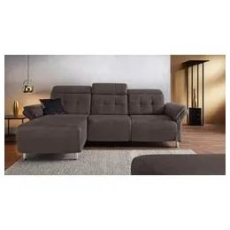 Ecksofa Home Affaire "Manhattan L-Form", braun (espresso), B:270cm H:102cm T:168cm, Kunstleder SOFTLUX;Flachgewebe (100% Polyester);Struktur (100% Polyester), Sofas, Ecksofa, 2 Sitze mit elektrischer Relaxfunktion, verstellbare Armlehnen