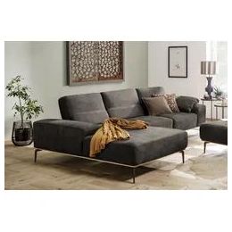 Ecksofa W.Schillig "run, Designsofa mit tollem Sitzkomfort, bequem, L-Form", grau (antracite s37), B:319cm H:88cm T:178cm, Longlife Xtra-Leder Z73: Naturwalkleder der Luxusklasse aus den erlesensten Rohh&auml;uten. Hautst&auml;rke 1, 1 &ndash; 1, 3 mm;ROHLEDER Jacquard-Flachgewebe Q2 W60 (63% Polyester, 37% Polyacryl);ROHLEDER Chenille-Flachgewebe Q2 W77 (68% Polyacryl, 32% Polyester);Stoff S37 (100% Polyester), 