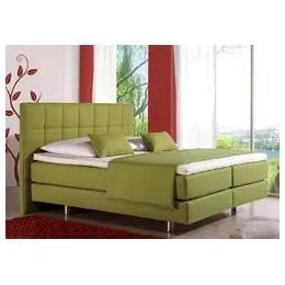Boxspringbett Home Affaire "Neon", gelb (lemon), B:198cm L:210cm, Strukturstoff-Bezug (100% Polyester), Komplettbetten, Boxspringbett, in 3 Matratzenarten, feine Steppung im Kopfteil, 2 H&auml;rtegrade