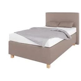 Boxspringbett, beige (strukturstoff beige), Liegefl&auml;che B/L: 120cm x 200cm, H3, 7-Zonen-Kaltschaummatratze, Westfalia Schlafkomfort, Komplettbetten, Boxspringbett, mit Zierkissen