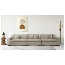 3-Sitzer Home Affaire "Skara XXL", beige (dunkelbeige), B:400cm H:86cm T:130cm, 100% Polyester, Sofas, Lounge-Sofa XXL mit Federkern-Polsterung, in vielen Bezugsvarianten