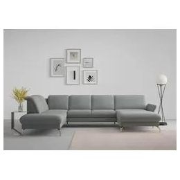 Sit & More Wohnlandschaft SIT & MORE "Fashion U-Form", grau, B:338cm H:84cm T:207cm, Sofas, Wohnlandschaft, wahlweise mit Kopfteilverstellung, Vorziehsitz, motorisch, Nickelf&uuml;&szlig;e