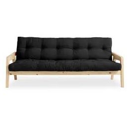 Schlafsofa KARUP DESIGN, grau (dunkelgrau), B:204cm H:40cm T:90cm, Sofas, Schlafsofa, Mit Holzstruktur, inkl. Futonmatratze, Liegefl&auml;che 130x190 cm