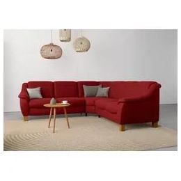 Ecksofa Home Affaire "Caldera L-Form", rot (bordeaux), B:270cm H:91cm T:250cm, 100% Polyester, Sofas, Ecksofa, Federkern, wahlweise mit Kopfteilverstellung, Bettfunktion, Bettkasten