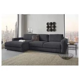 Ecksofa Home Affaire "Bloomfield, elegant, viel Platz, Mega Couch, Breite 303cm, L-Form", grau (graphite), B:303cm H:84cm T:176cm, 92% Polyester 8% Nylon, Sofas, Ecksofa, extra tiefe Sitzfl&auml;che, wahlweise mit Sitztiefenverstellung