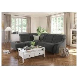 Ecksofa Home Affaire "Boston L-Form", grau, B:272cm, Struktur (100% Polyester);Luxus-Microfaser Florence (100% Polyester);Chenille (100% Polyester);NaturLEDER (reines Rindsleder), Sofas, Ecksofa, Kopfteilverstellung an jeder Sitzfl&auml;che, wahlweise Relaxfunktion