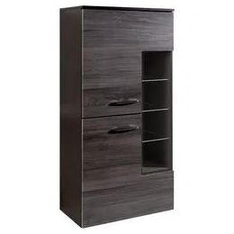 Midischrank Welltime "Florida", grau (graphitfarben, eichegrau), B:65cm H:130cm T:35cm, Holzwerkstoff, MDF, Schr&auml;nke, Midischrank, Breite 65 cm, mit hochgl&auml;nzenden Fronten