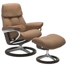 Relaxsessel stressless "Ruby", braun (latte batick), B:76cm H:100cm T:75cm, Leder PALOMA: durchgef&auml;rbtes Semianilin-M&ouml;belleder;Leder BATICK: durchgef&auml;rbtes und genarbtes M&ouml;belleder, Sessel, Relaxsessel, mit Signature Base, Gr&ouml;&szlig;e S, Gestell Eiche, Wenge, Braun & Schwarz